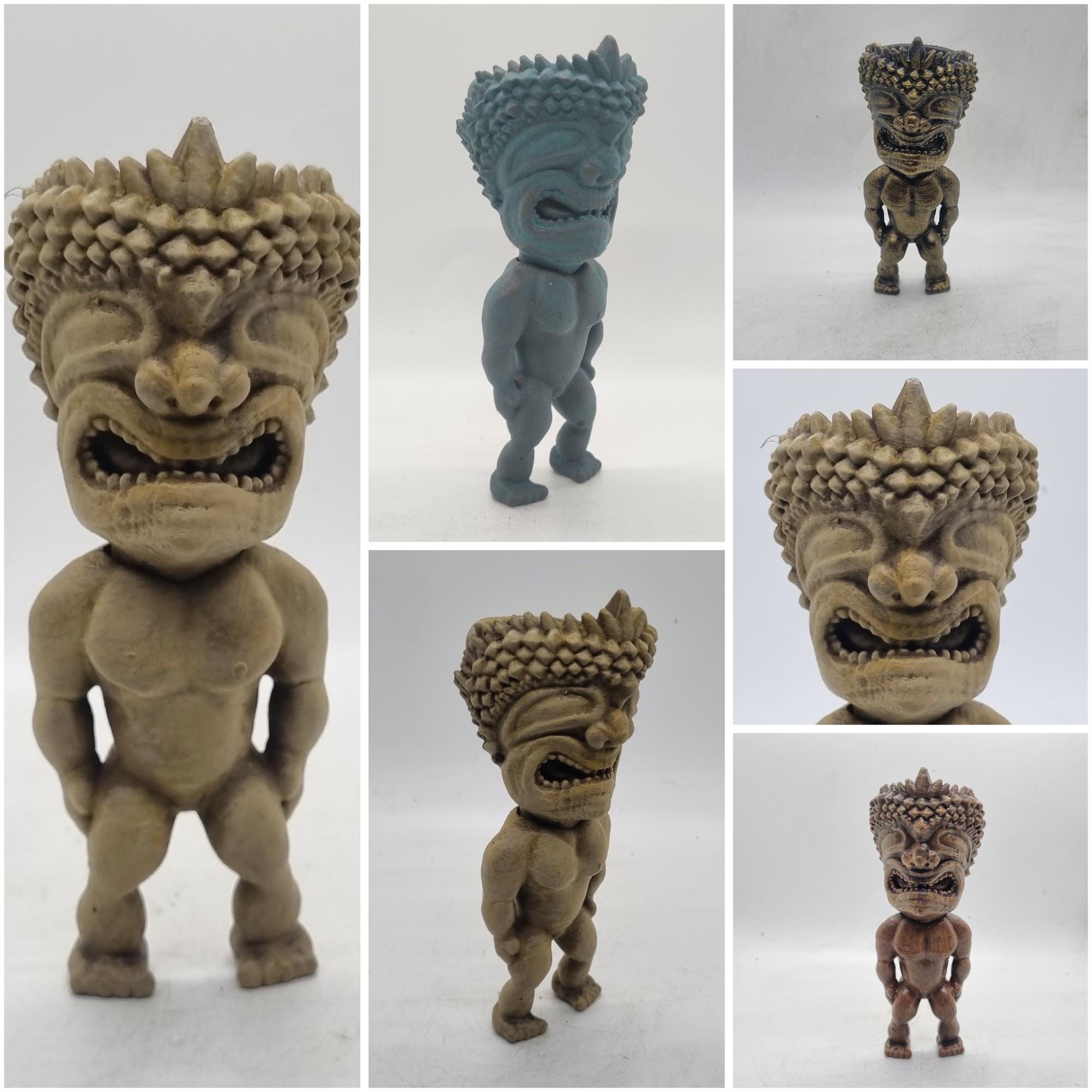 Faux Wood Hawaiian God 'ku' Statuette, 3d Printed Resin Ornament ...