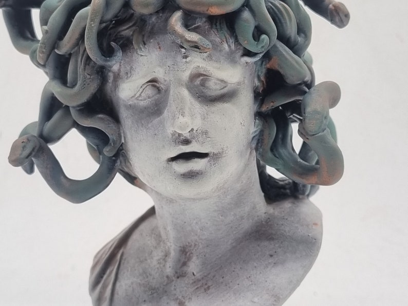 3d Printed Medusa Bust, Marble Effect Statue,copper and Patina Snakes ...
