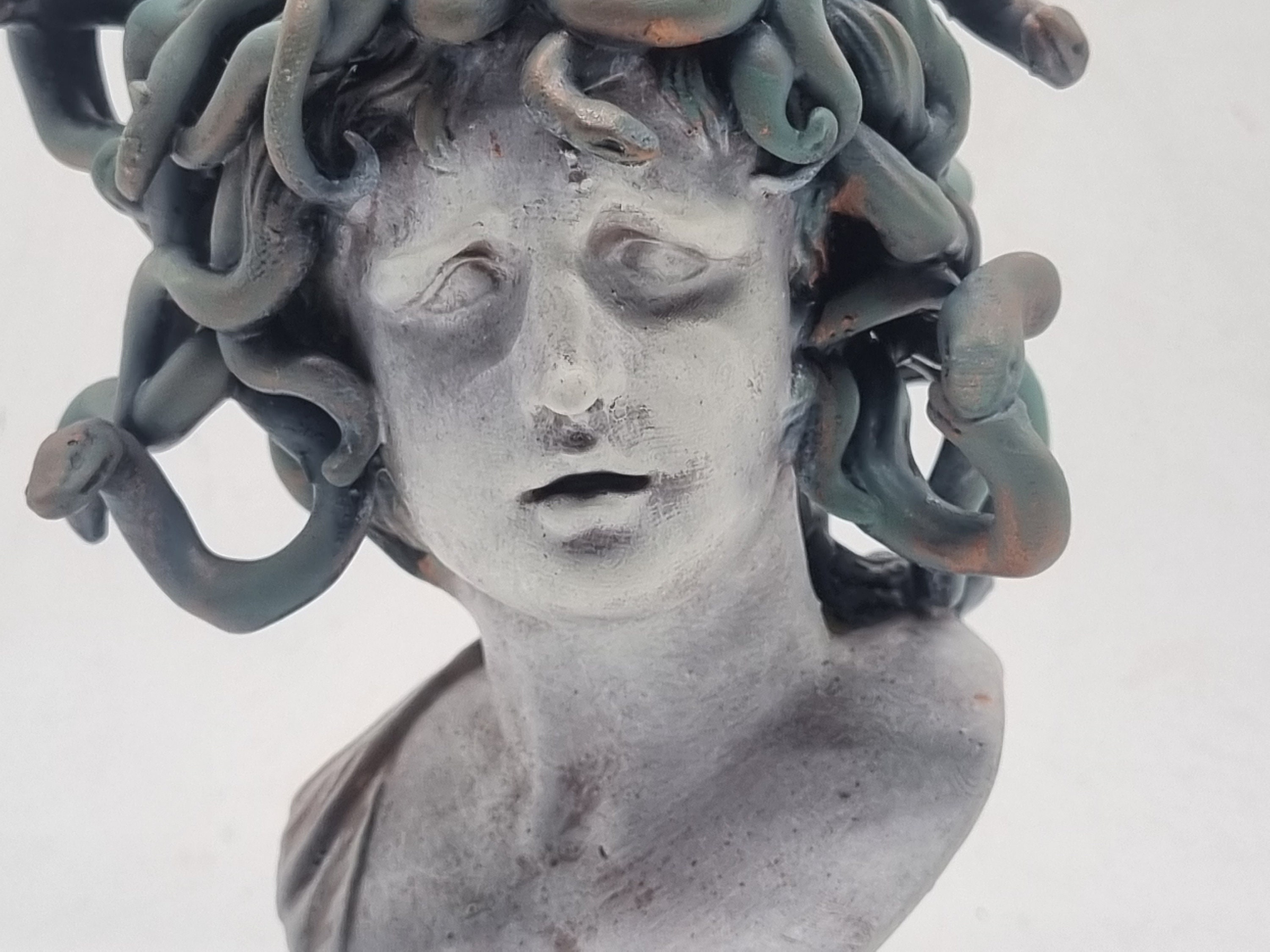 3d Printed Medusa Bust, Marble Effect Statue,copper and Patina Snakes ...