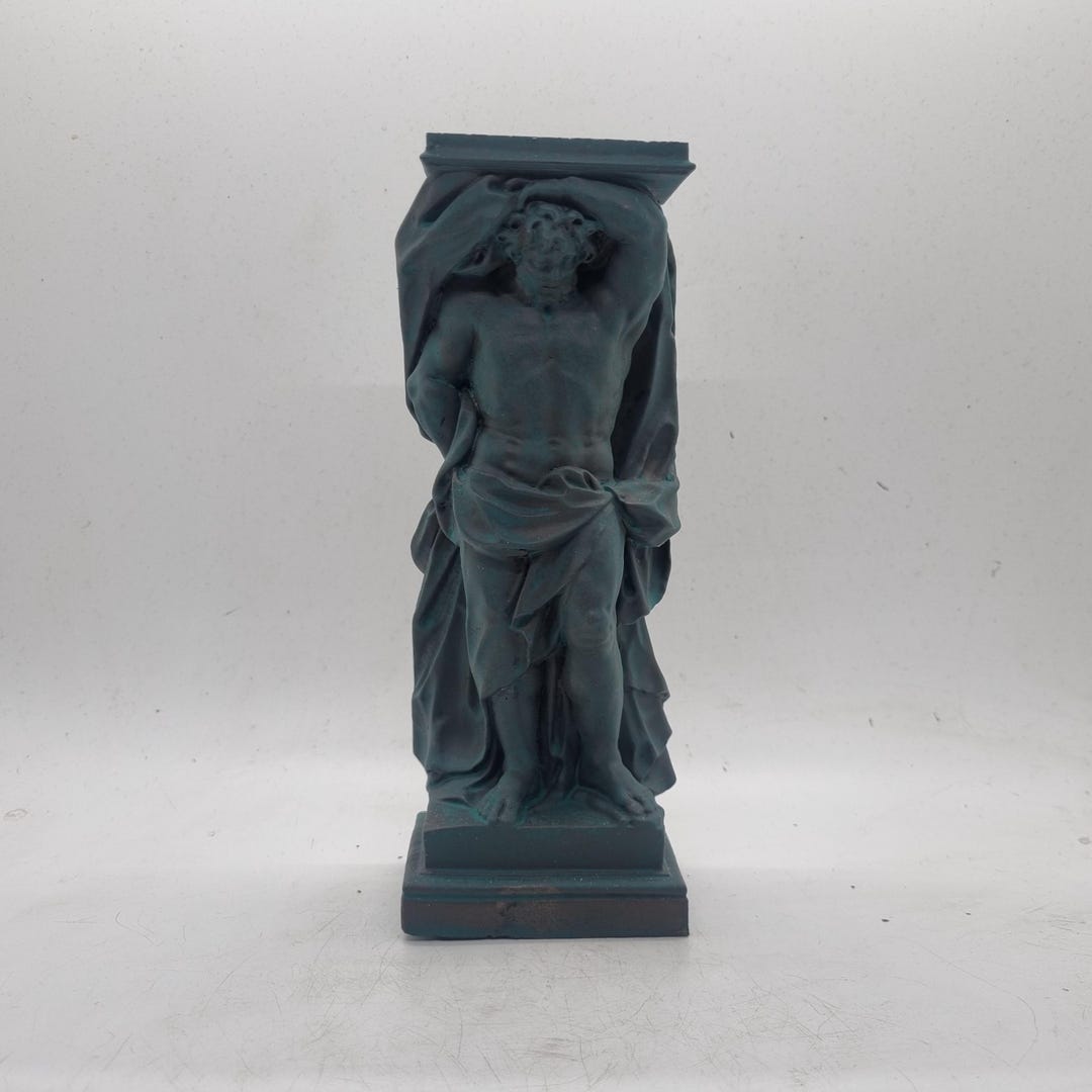 Patina Effect Atlas Statuette, Roman Hellenistic Sculpture, Greek ...