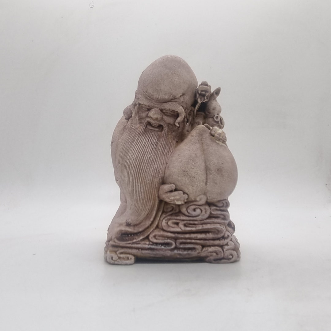 Marble Effect Shou Xin Gong Statue, God of Longevity Figurine, Chinese ...