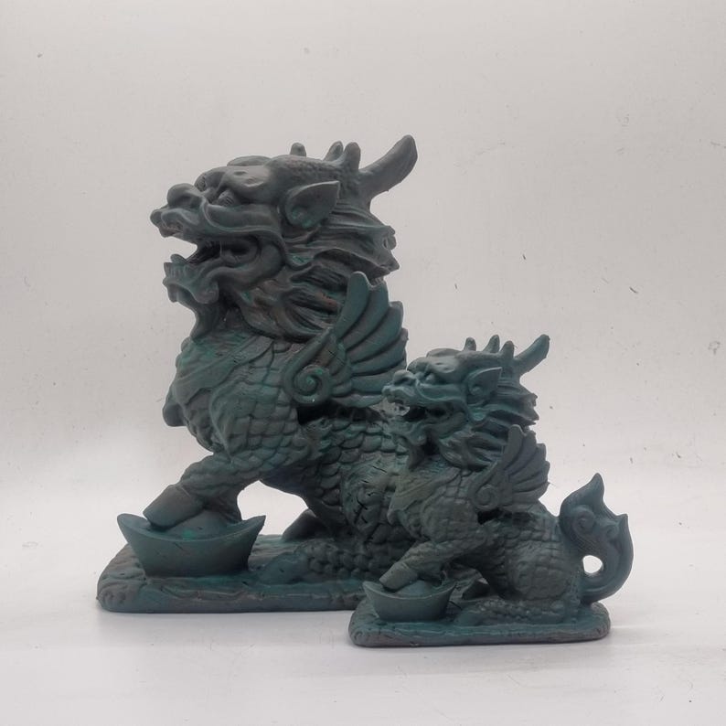 Patina Effect Qilin Statuette, Chinese Home Decoration, Chinese ...