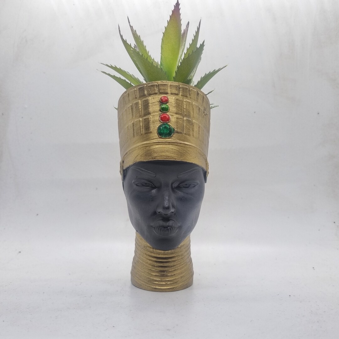 Egyptian Queen Plant Pot, African Woman Bust, Ethnic Planter,african ...