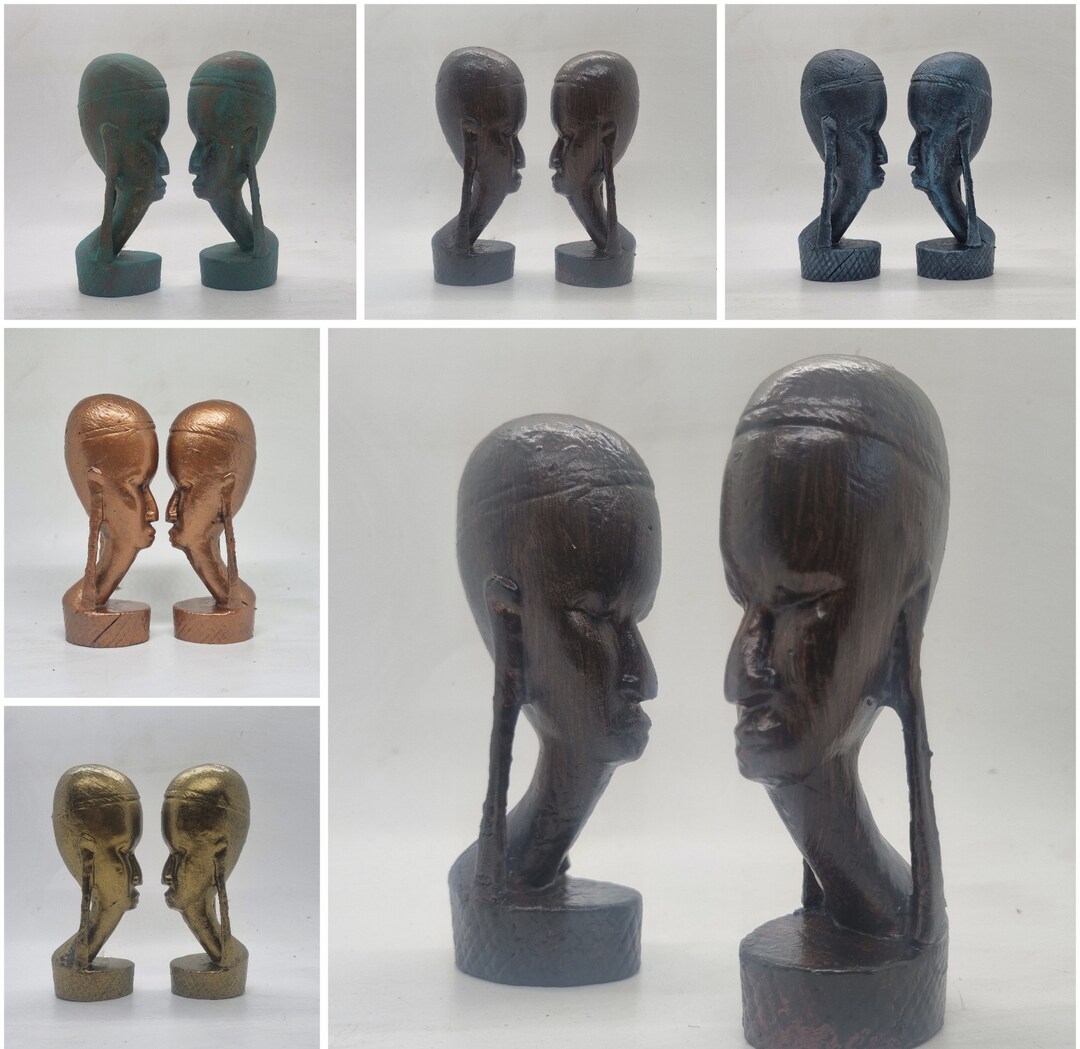 African Head Figurines, African Tribal Art Bust,african Male Face ...