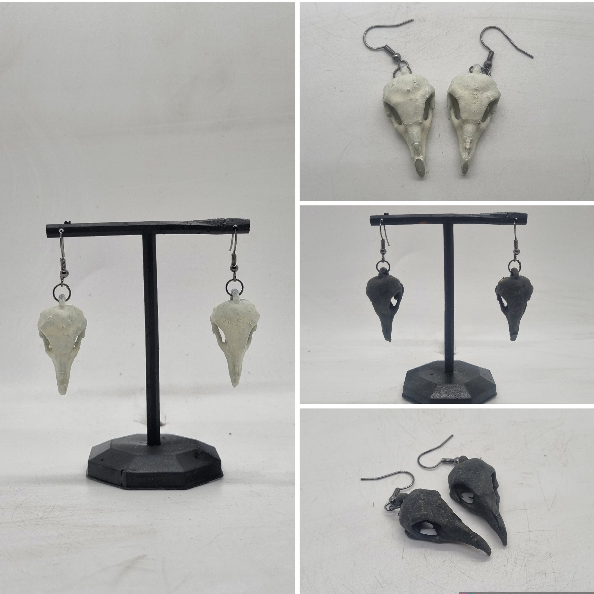 Weathered Bone Effect Vulture Skull Earrings, Creepy Cosplay Accessory ...