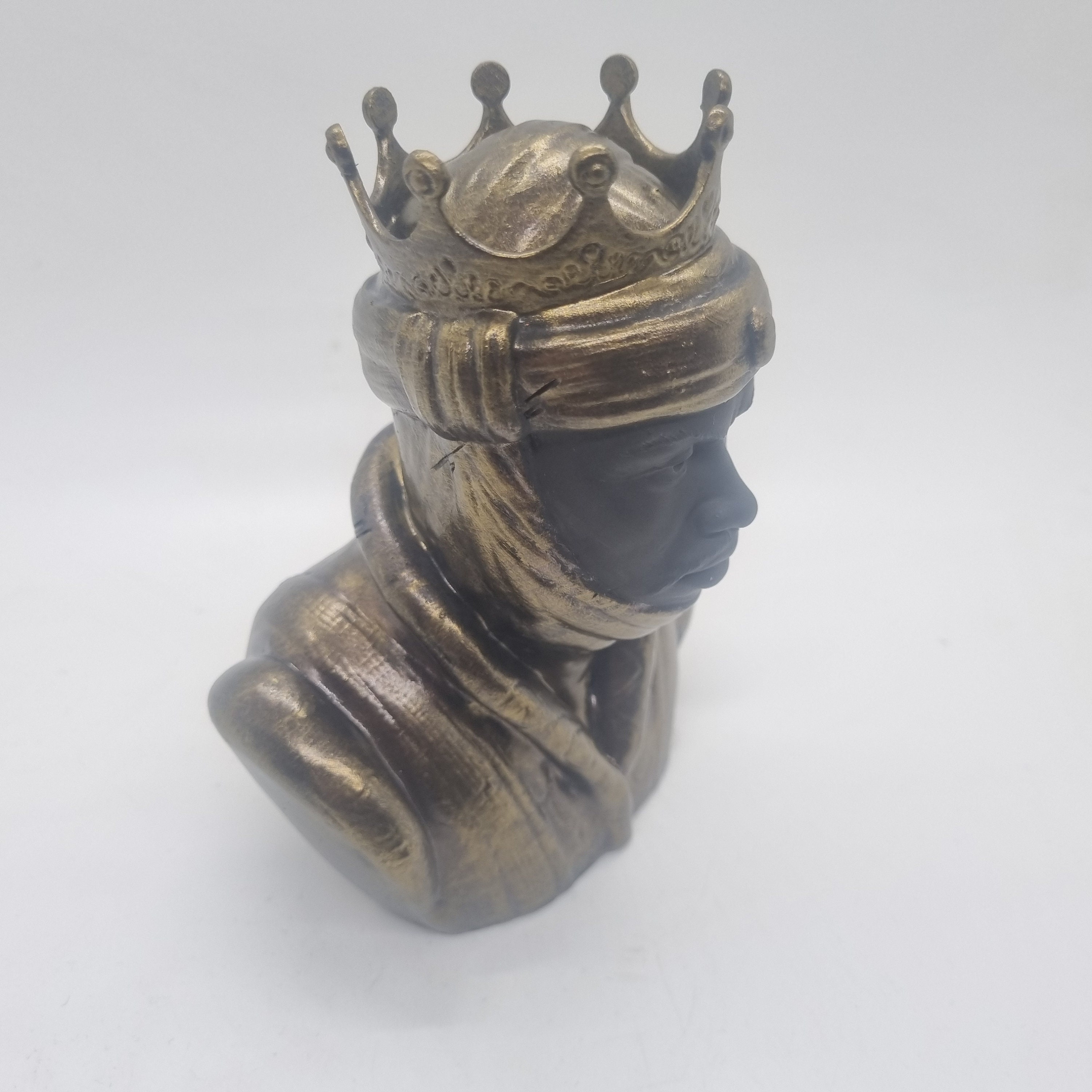 Bronze and Black Mansa Musa Bust, 3d Printed Statue, African Tribal Art ...