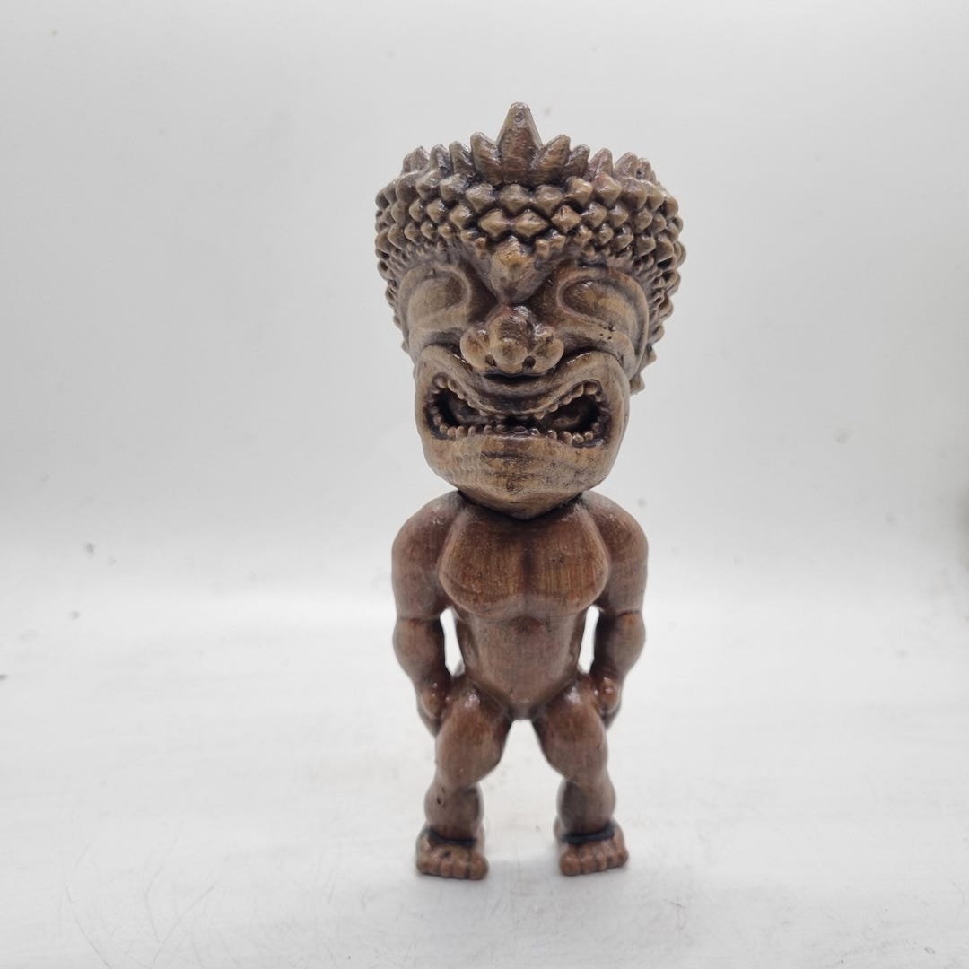 Faux Wood Hawaiian God 'ku' Statuette, 3d Printed Resin Ornament ...