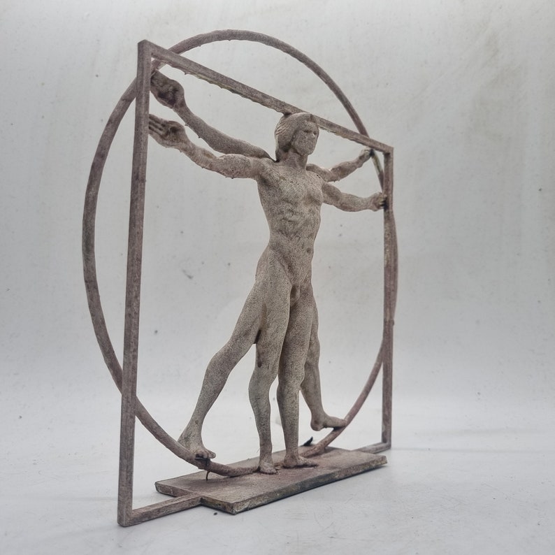 Marble Effect Vitruvian Man Figurine, Italian Renaissance Statue, Da ...