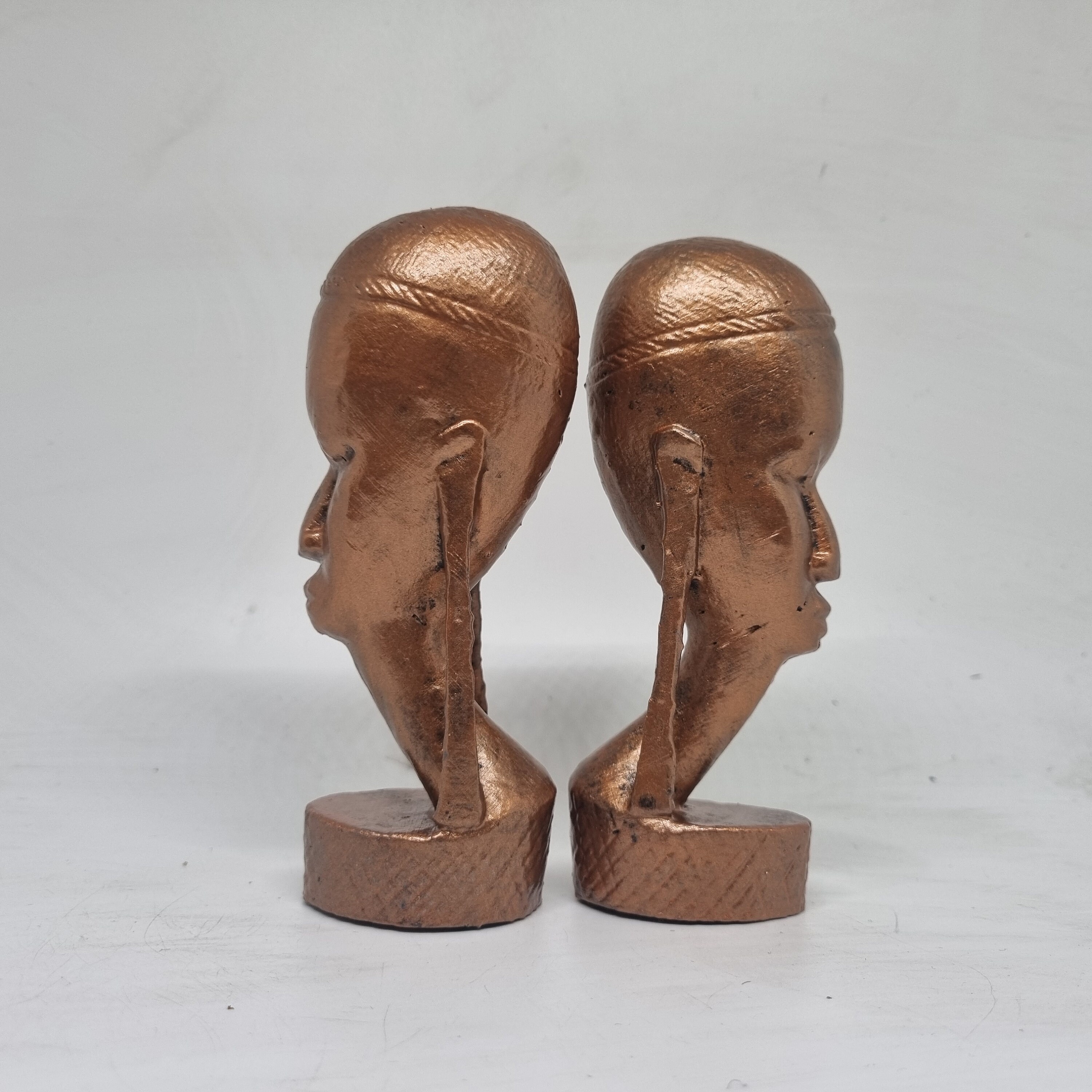 Copper Colour African Head Figurines, 3d Printed Tribal Art Bust ...