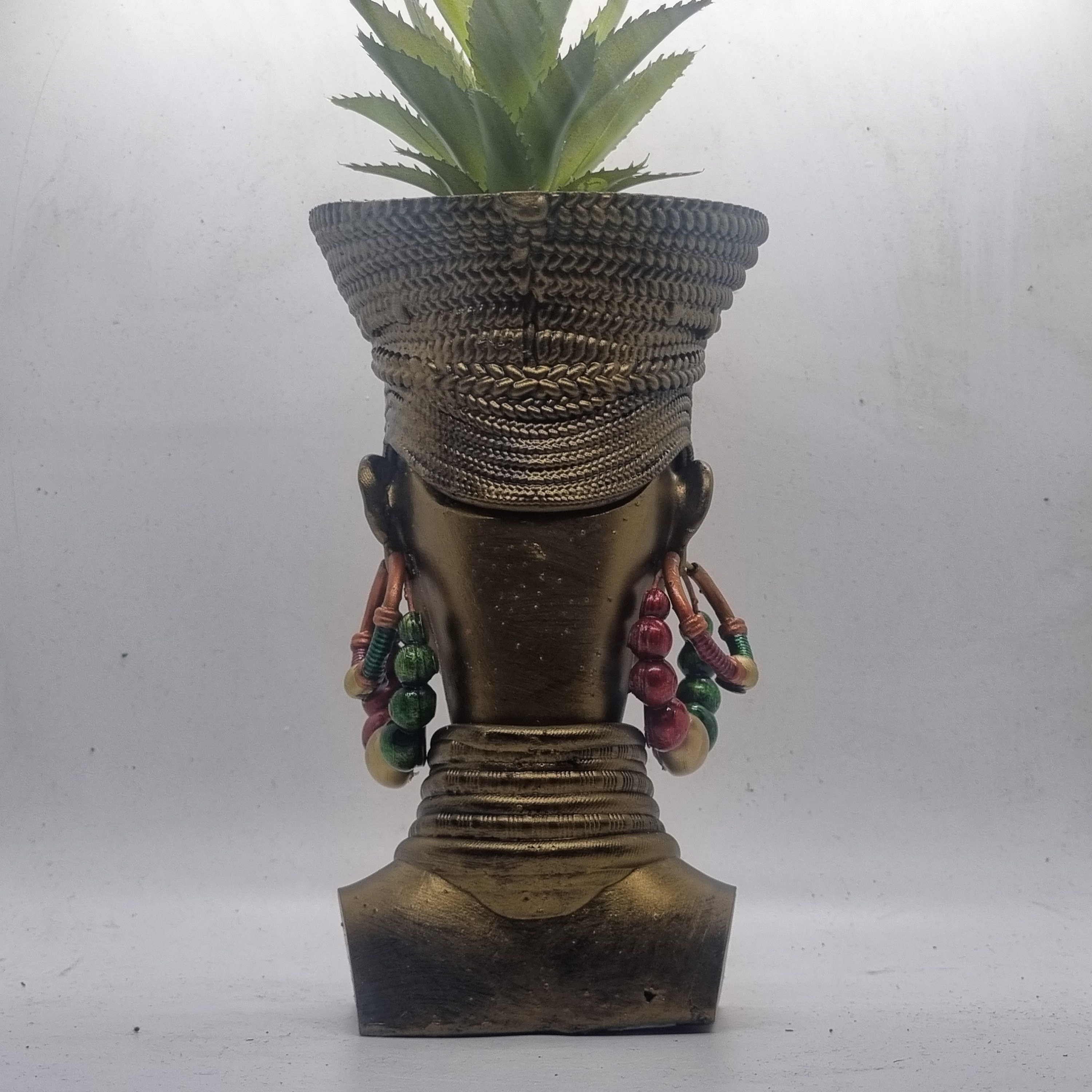 9 Bronze Colour African Queen Plant Pot, Black Woman Bust, African ...
