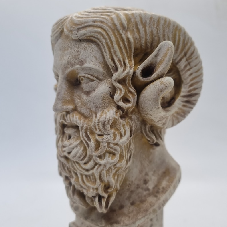 Zeus Ammon Bust Statuette, 3d Printed Roman Art, Hellenistic Marble ...