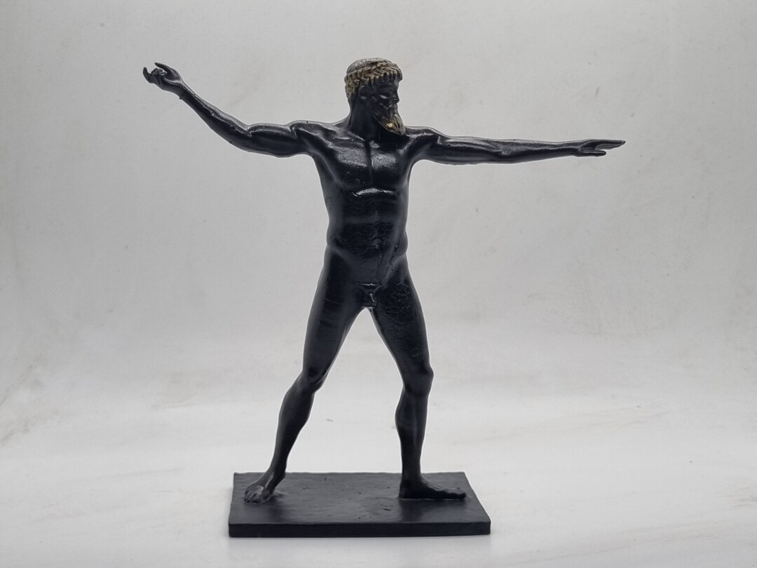 Bronze Coloured Zeus, 3d Printed Statuette, Hellenistic Art Sculpture ...