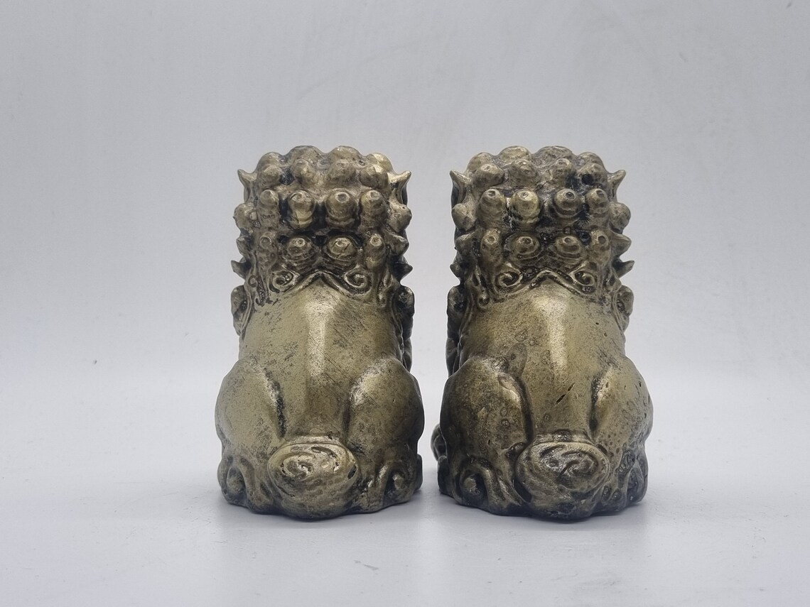 Gold Coloured Chinese Guardian Lions, 3d Printed Figurines, Fu Dog ...