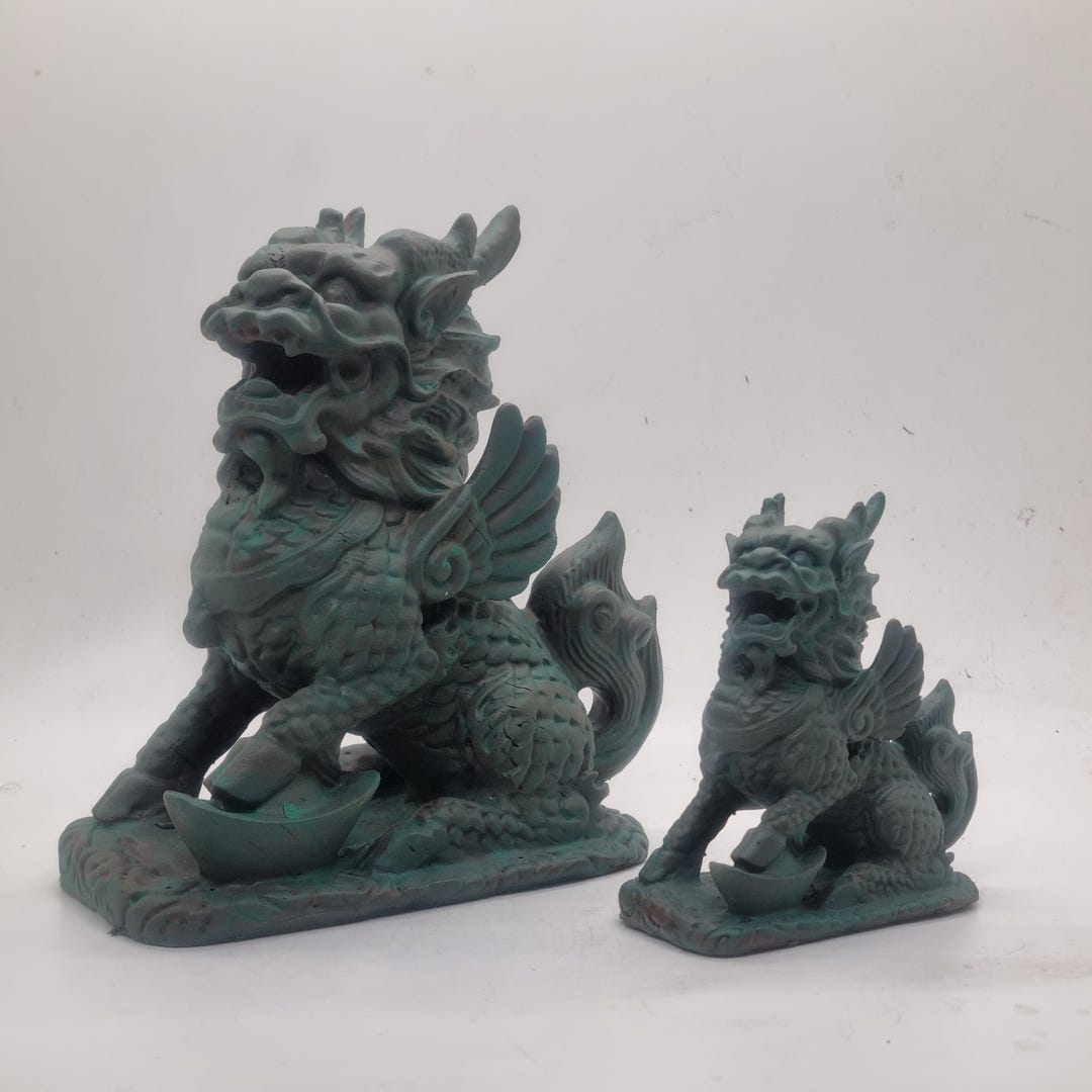 Patina Effect Qilin Statuette, Chinese Home Decoration, Chinese ...