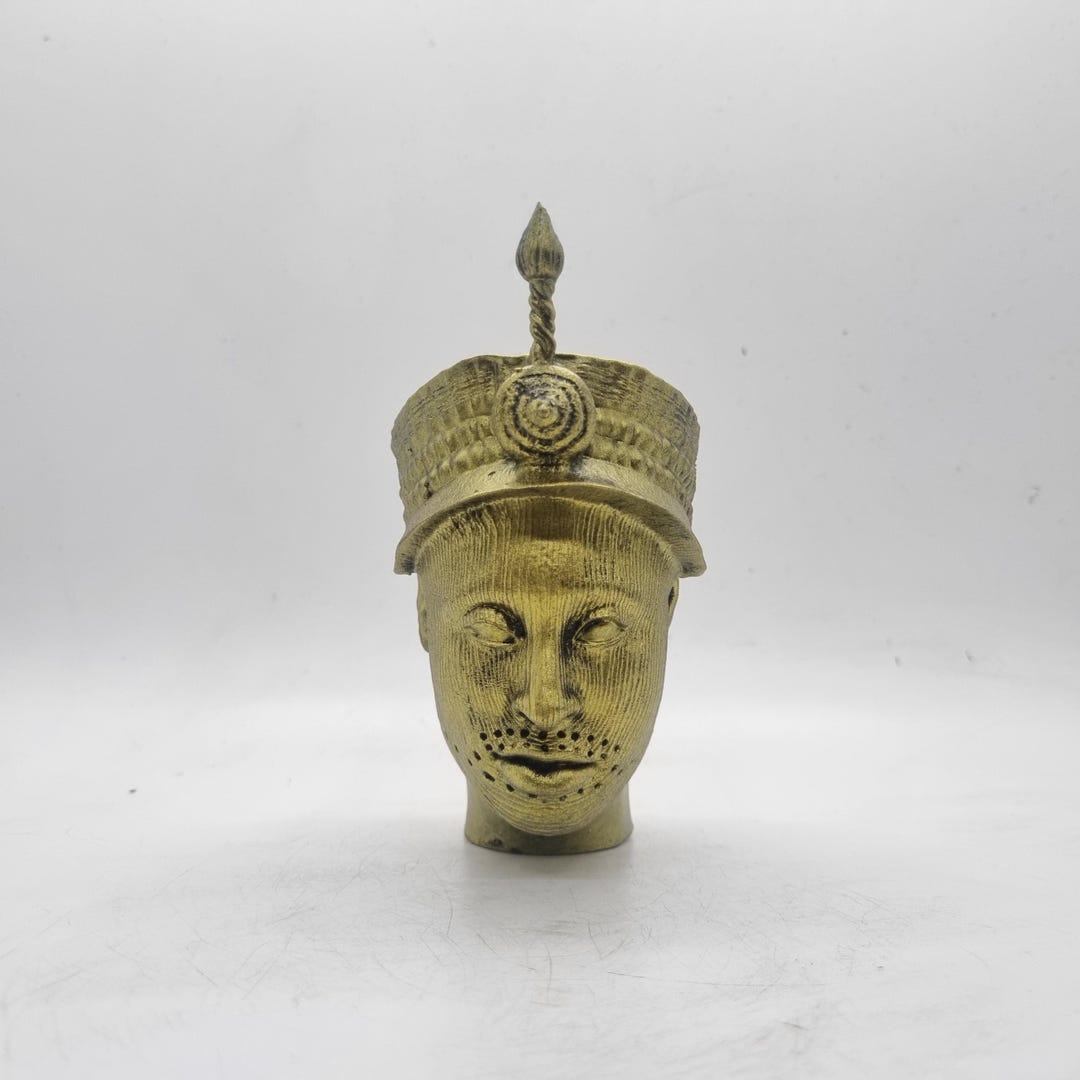 Gold Colour Ori Olokun Head, Nigerian Bust, Yoruba Statue, Ife Nigeria ...