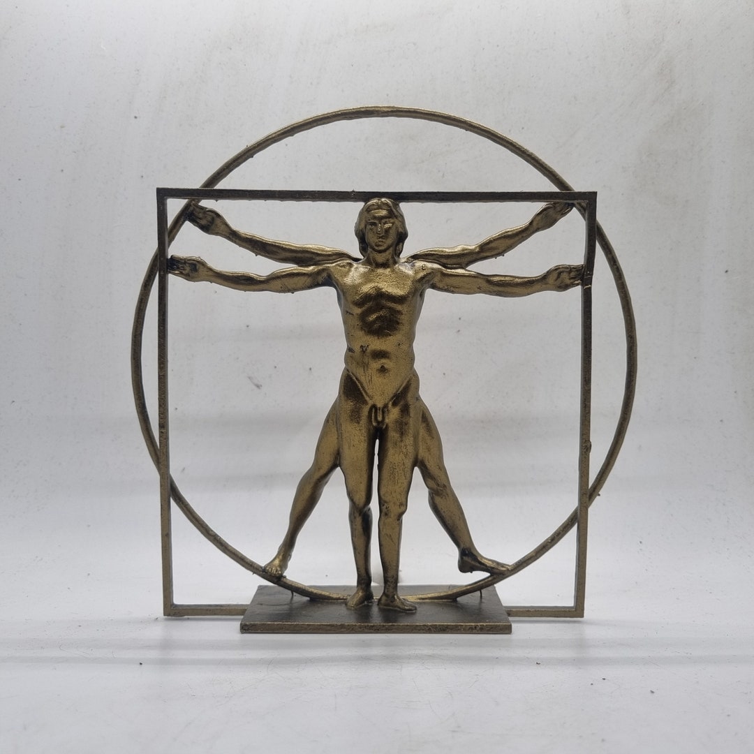 Bronze Vitruvian Man Statuette, Italian Renaissance Sculpture, Davinci ...