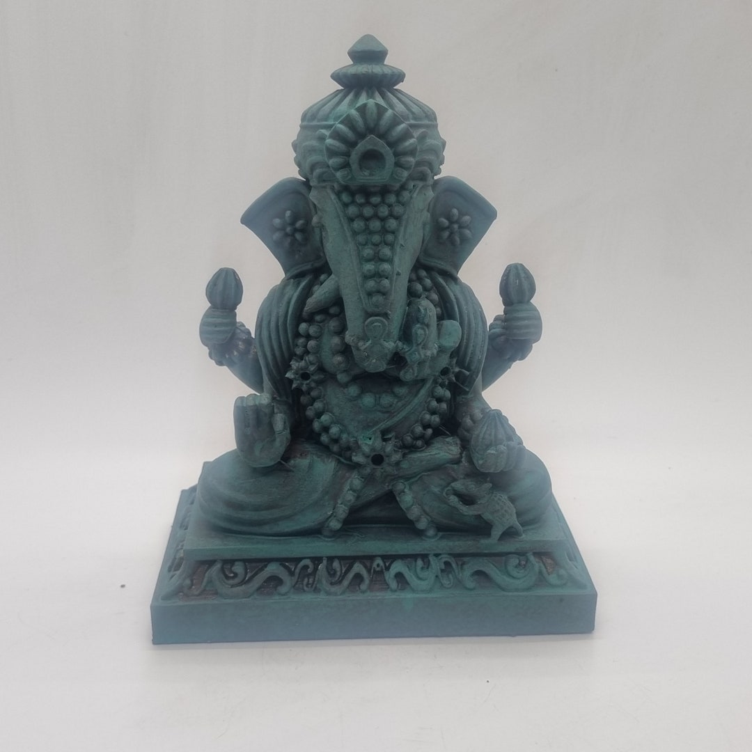 Patina Ganesha Figurine, Hindu God Statuette, 3d Printed Statue, Indian ...