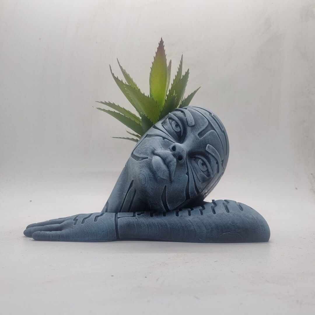 Blue and Grey, Cyber Girl Plant Pot, Cyber Punk Flower Pot,futuristic ...
