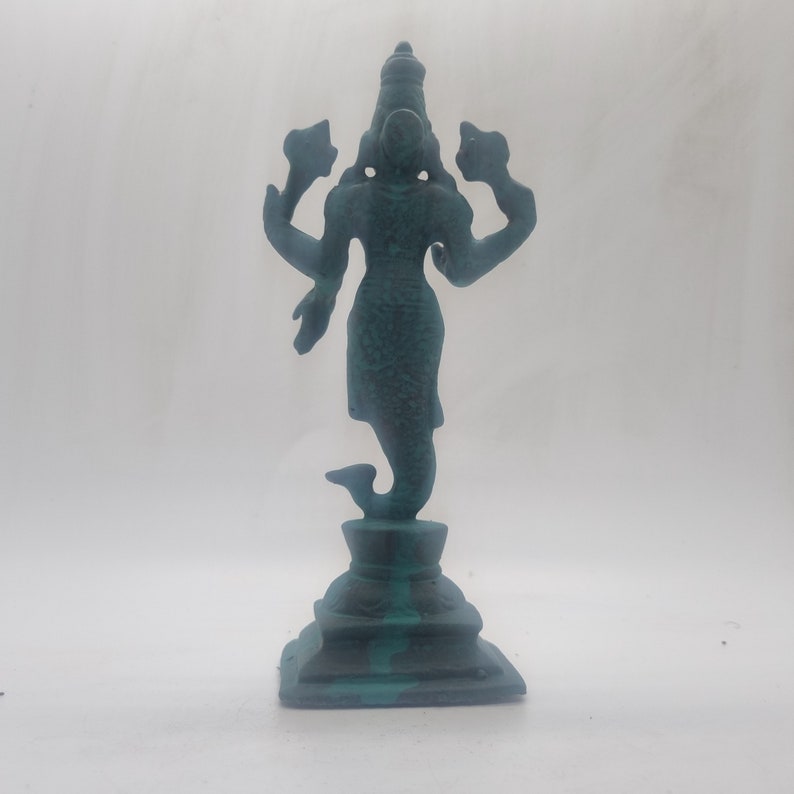 Patina Vishnu First Avatar Figurine, Matsya Statue,hindu God Statuette ...