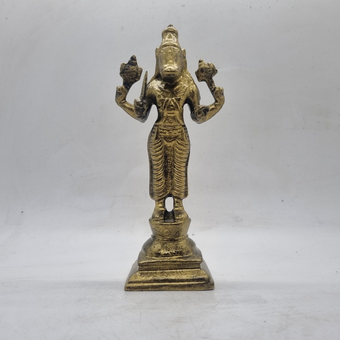 Gold Colour Vishnu Statuette,third Avatar Figurine, Hindu God Varaha ...