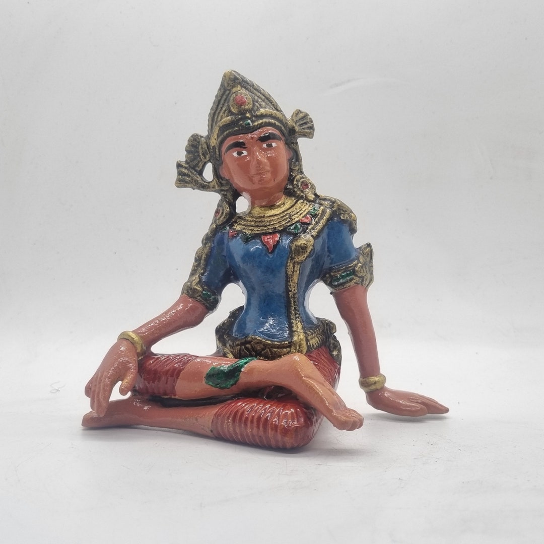 Colour Indra Figurine, Hindu God Statue, Weather God Bust, Indian ...