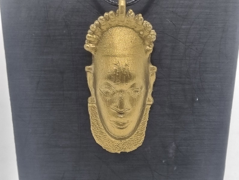 Benin Bronze Queen Idia Mask Pendant, Tribal Jewellery Necklace ...