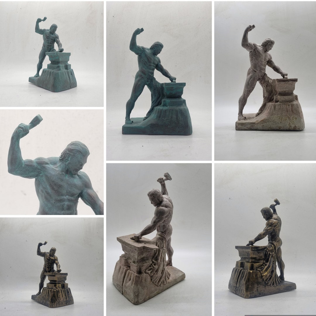 Hephaestus Blacksmith Statuette, Roman Hellenistic Art Statue, Bronze ...