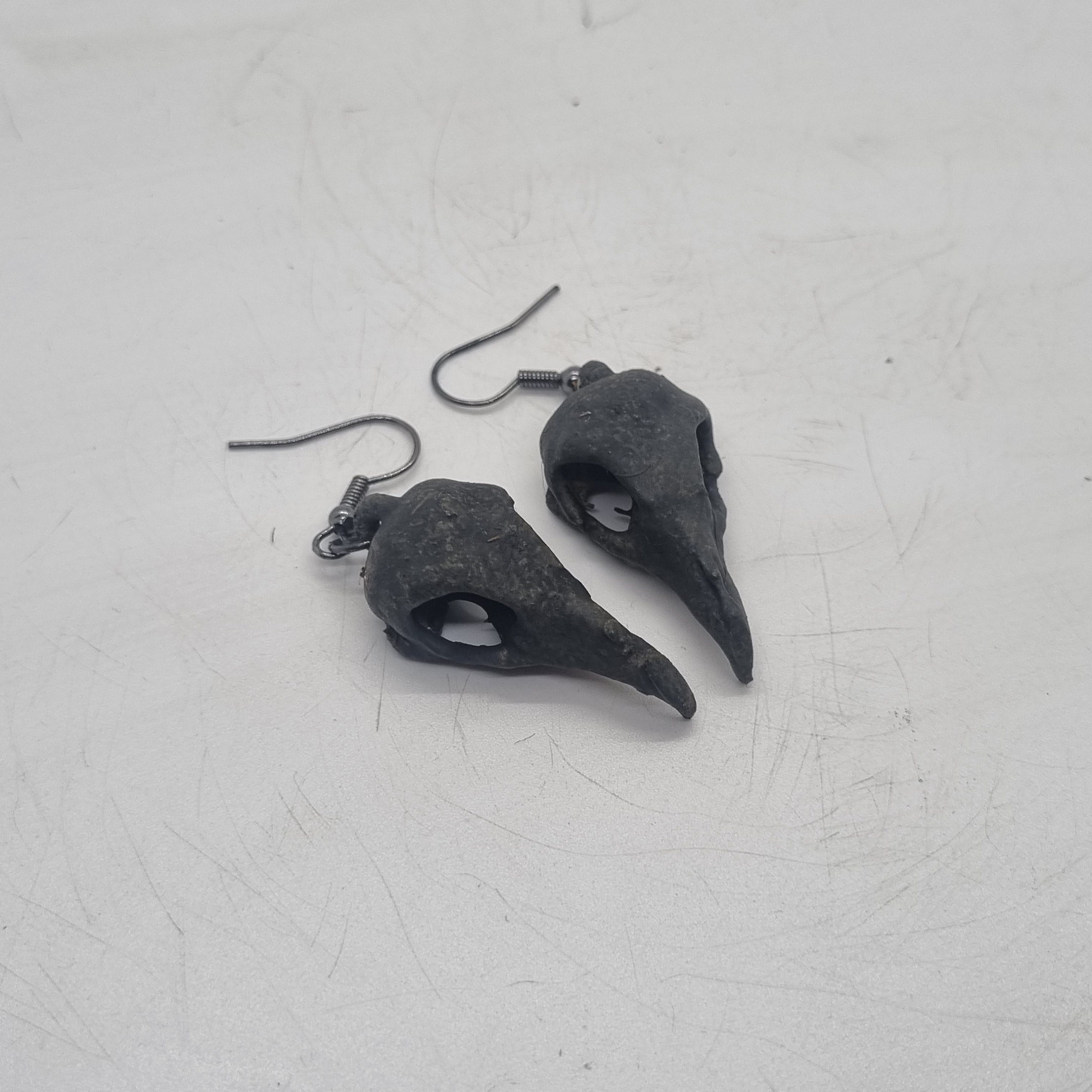 Weathered Bone Effect Vulture Skull Earrings, Creepy Cosplay Accessory ...