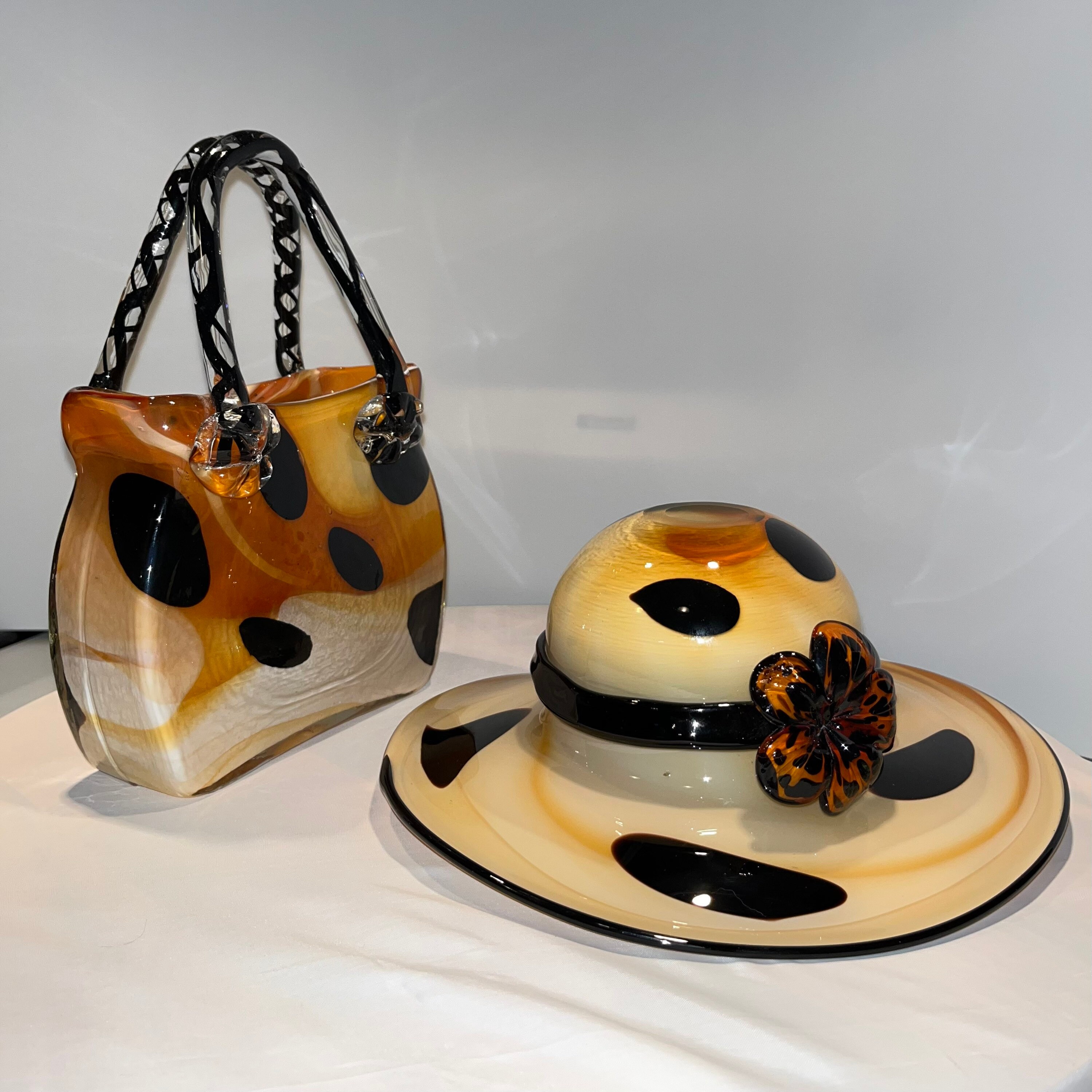RARE SET // Murano Style Hand Blown Glass Hat and Purse Set of 2 - Etsy