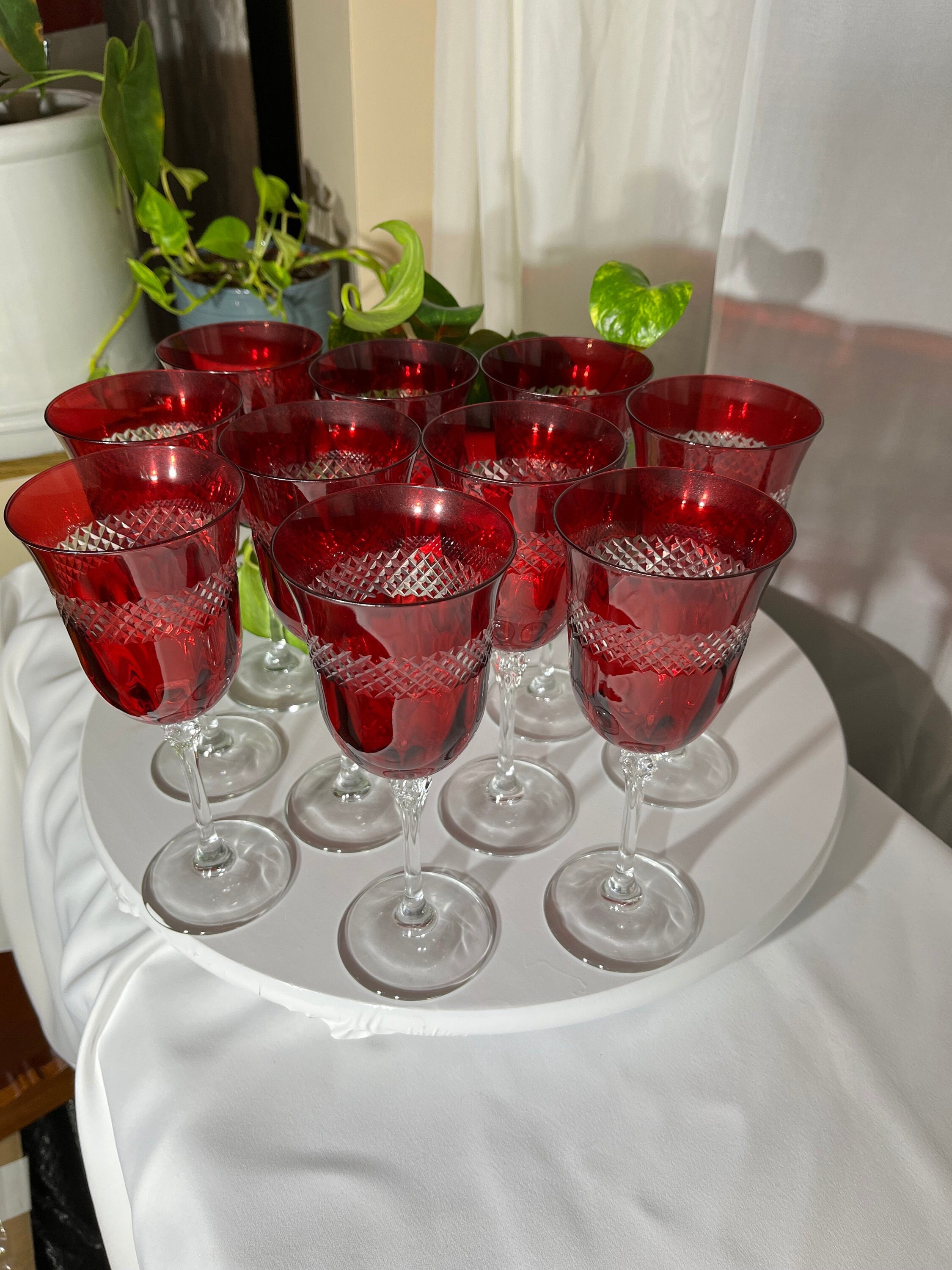 Ruby Red Bohemian Wine Glasses. Vintage Stunning 10 Available - Etsy