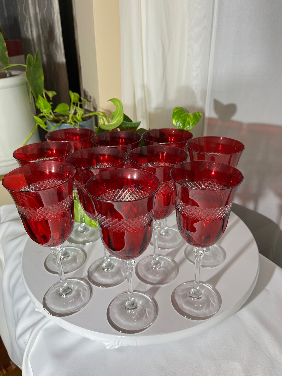 Ruby Red Bohemian Wine Glasses Vintage Stunning 9 Available Any Amount Of Glasses Can Be