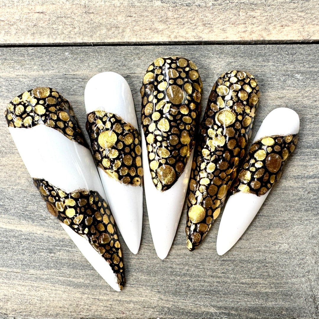 Gold 3D Dragon Scale Press on Nails | Fake Nails | Luxury Nails ...