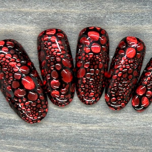 Red 3D Dragon Scale Press on Nails Fake Nails Luxury Nails - Etsy