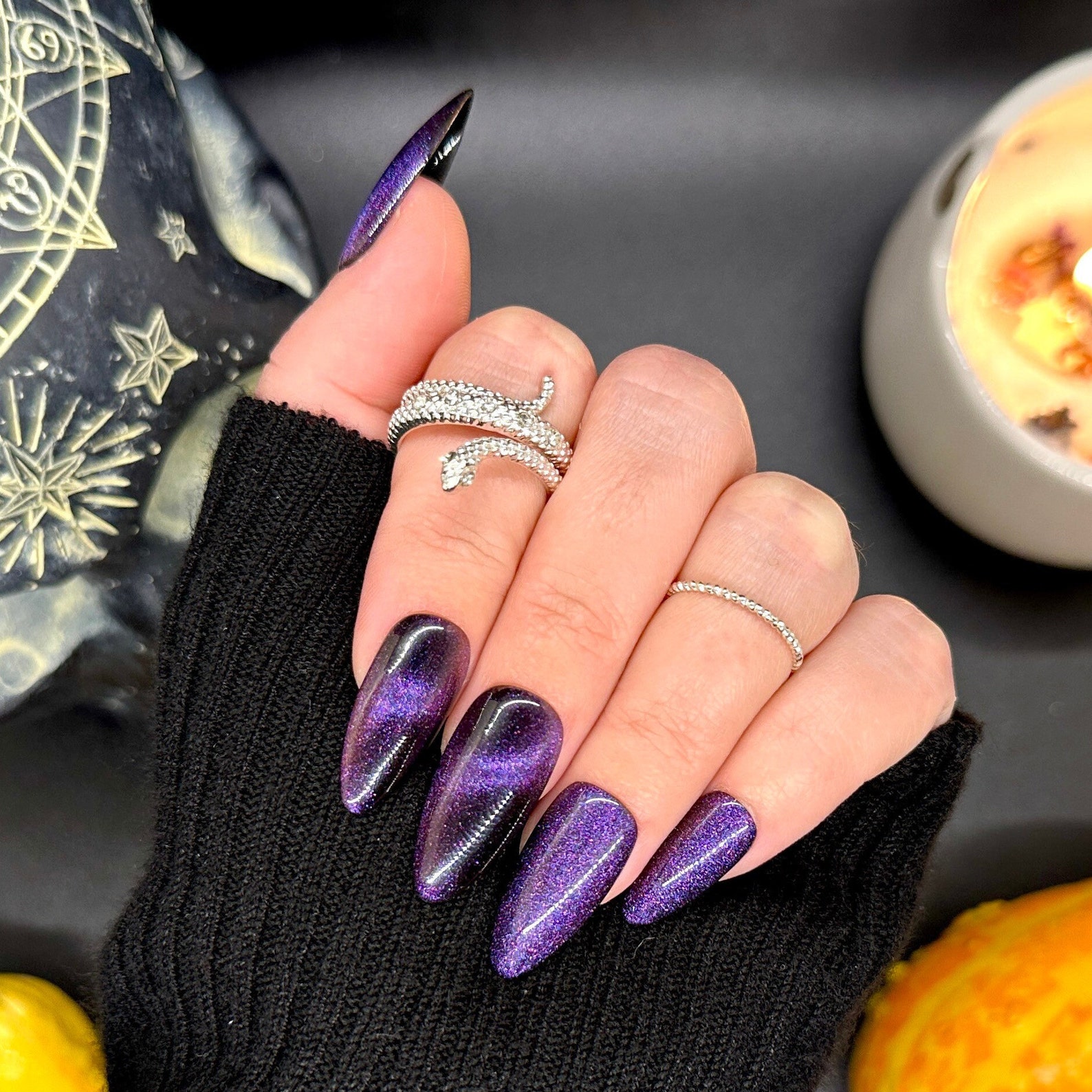 Purple Cat Eye Press on Nails | Witchy Nails | Alternative Nails ...
