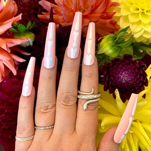 Pink Skeleton Bone Press on Nails | Skeleton Bone Nails | Halloween ...