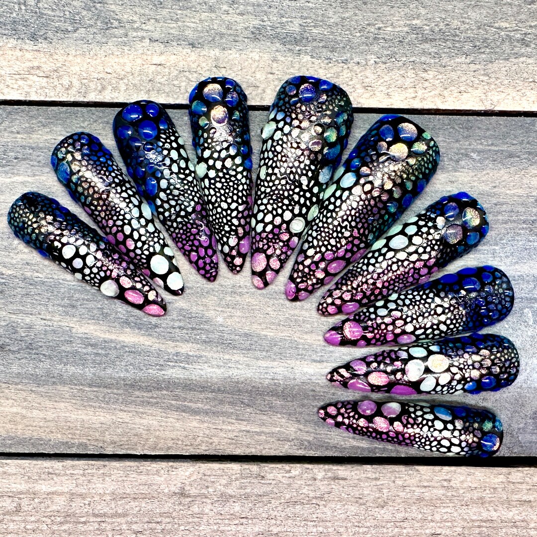 Realistic 3D Dragon Scale Press on Nails | Fake Nails | Luxury Nails ...