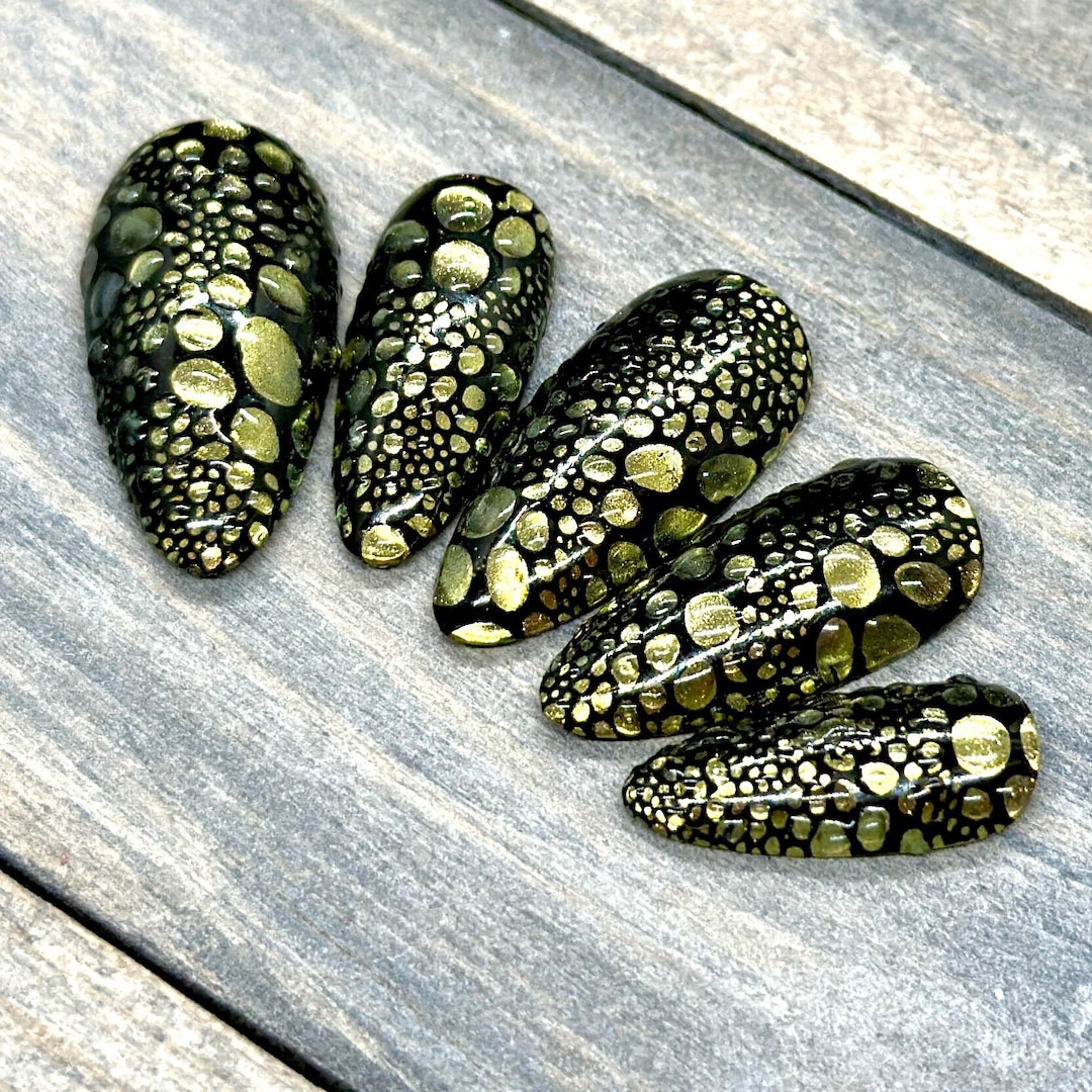 Green 3D Dragon Scale Press on Nails | Fake Nails | Luxury Nails ...