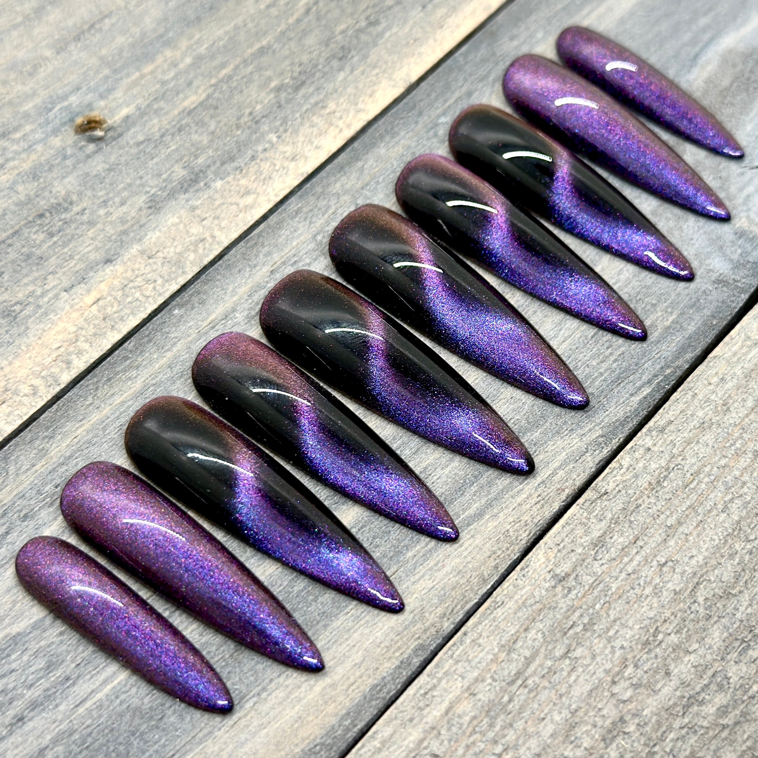 Purple Cat Eye Press on Nails | Witchy Nails | Alternative Nails ...
