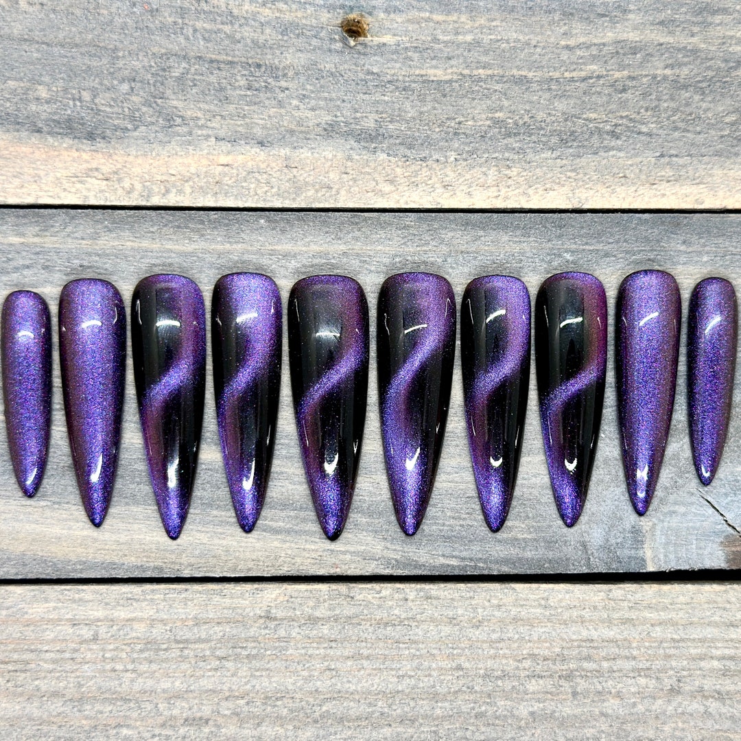 Purple Cat Eye Press on Nails | Witchy Nails | Alternative Nails ...