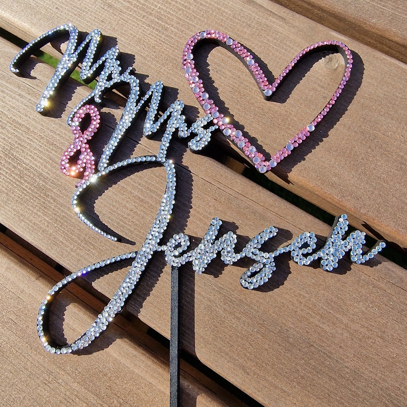 Rhinestone Wedding Cake Topper - Etsy