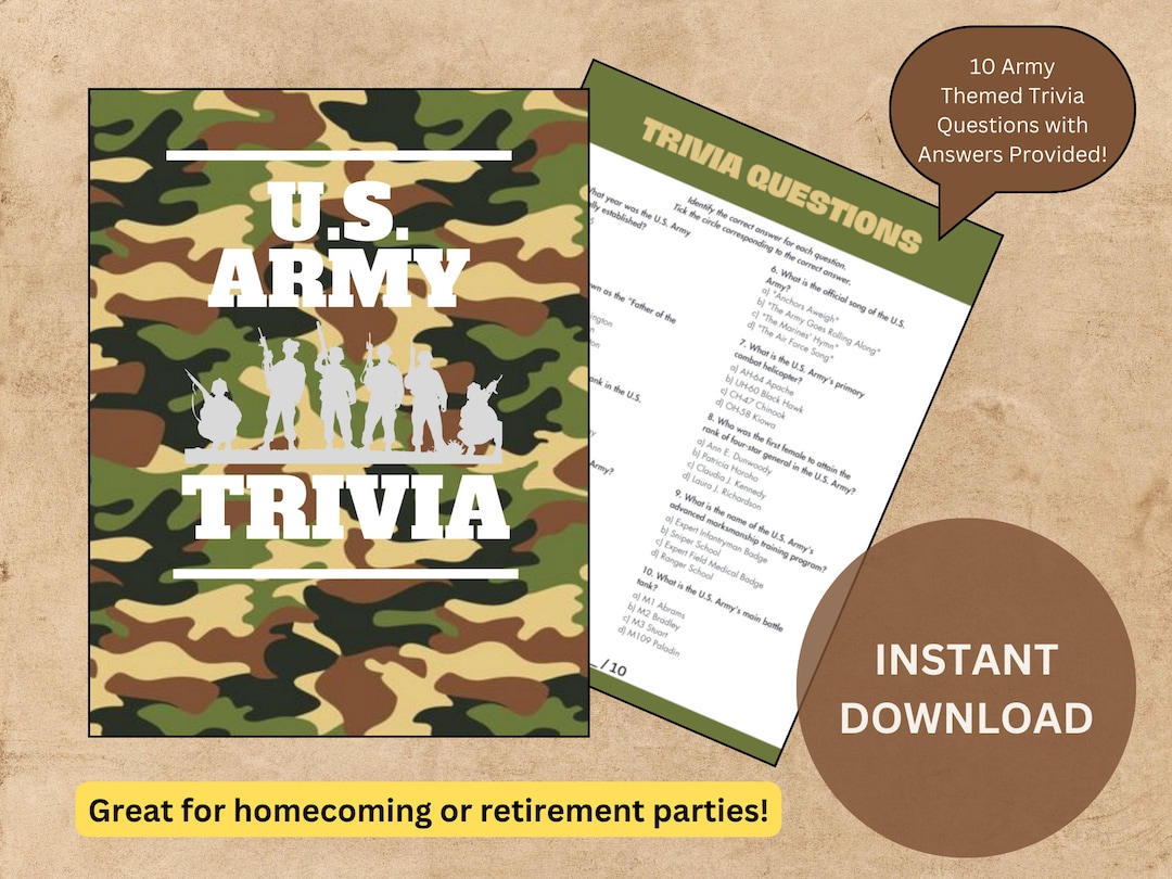 Army Trivia Game | Army SVG | Military | Printable Game | Digital ...