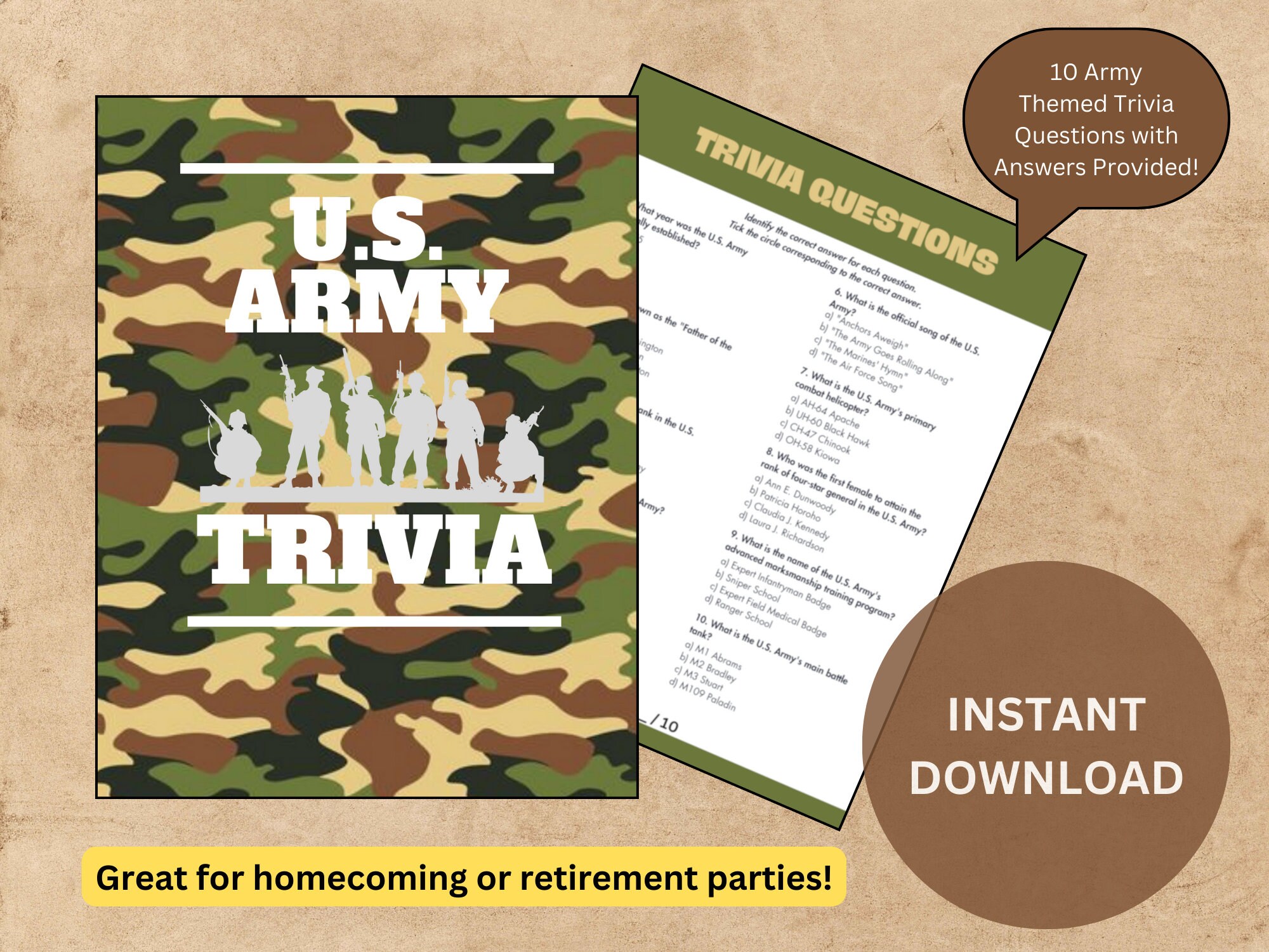 Army Trivia Game | Army SVG | Military | Printable Game | Digital ...