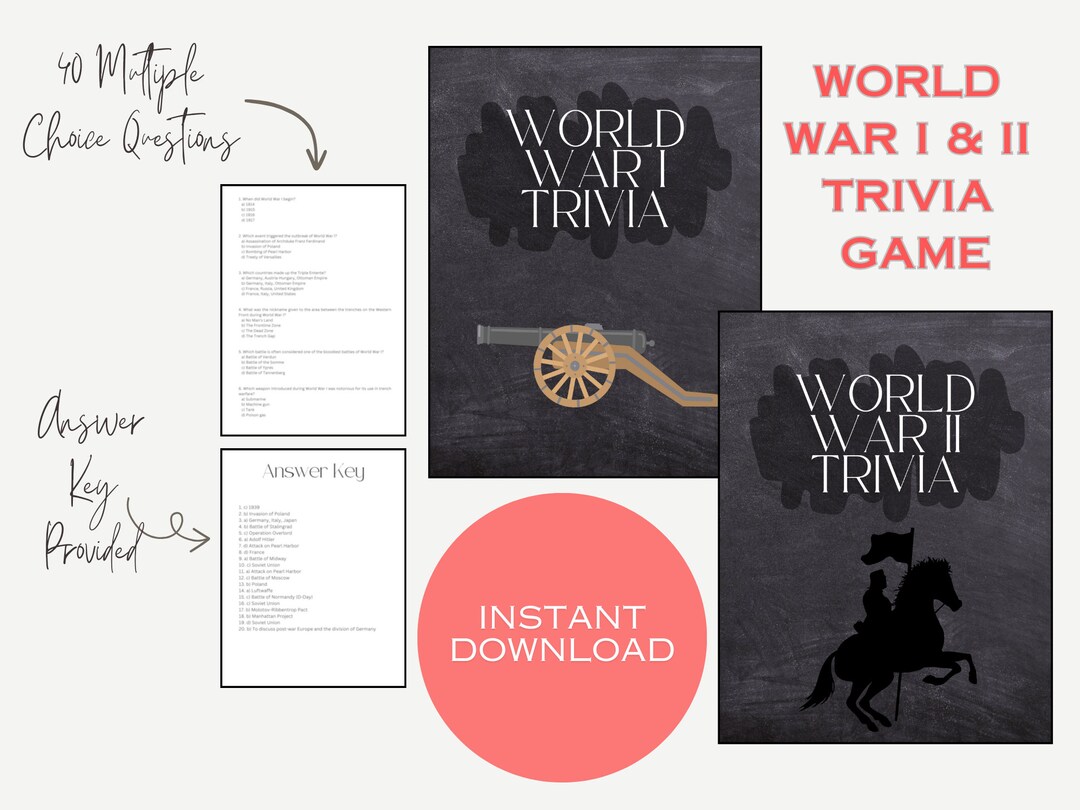 Historical Wars Duo: WWI & WWII Trivia Game - 40 Mcqs [digital Download ...