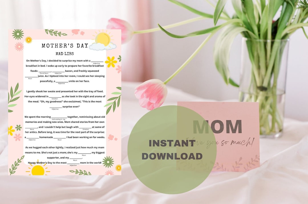 Mother's Day Mad Libs Activity for Kids DIY Gift Kid's Activity Funny ...