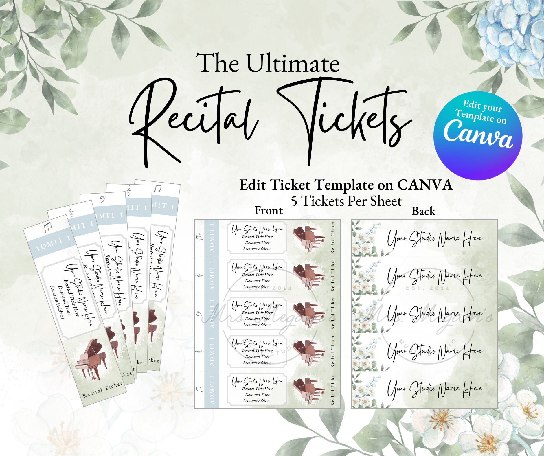 ULTIMATE Recital Program & Ticket Template (CANVA) - Etsy