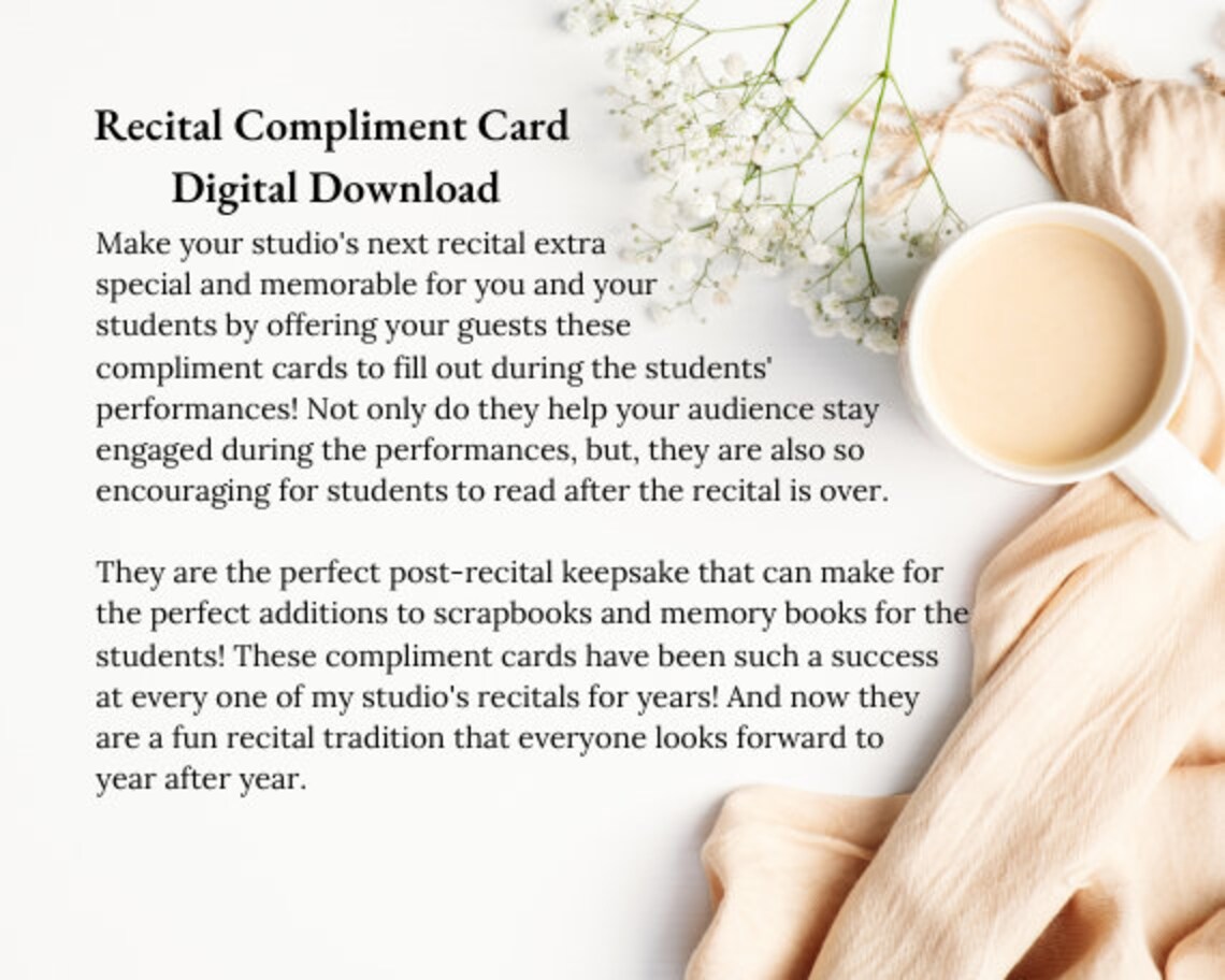 Recital Compliment Cards - Etsy