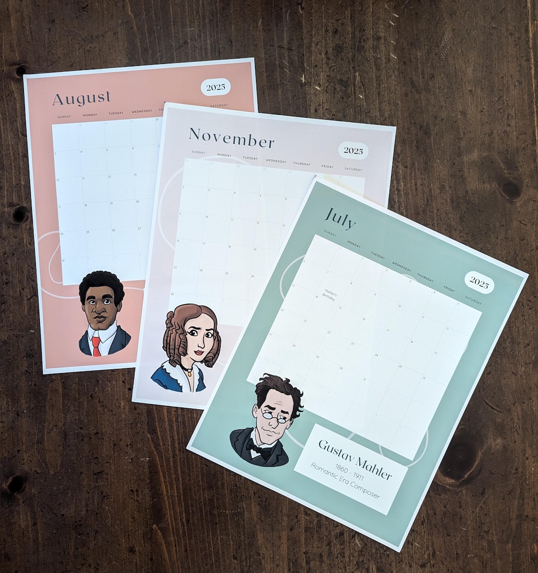 2025 Composer Calendar- Digital Download - Etsy