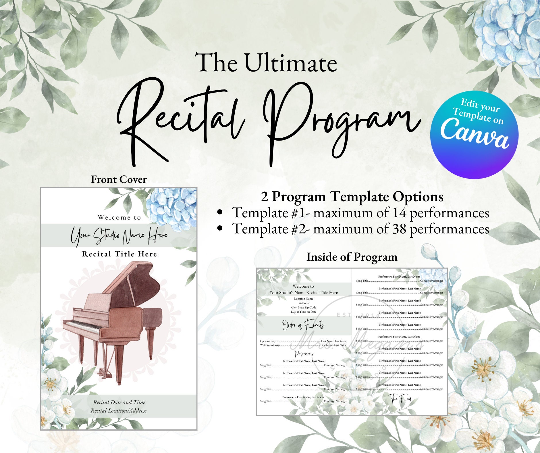 ULTIMATE Recital Program & Ticket Template (CANVA) - Etsy