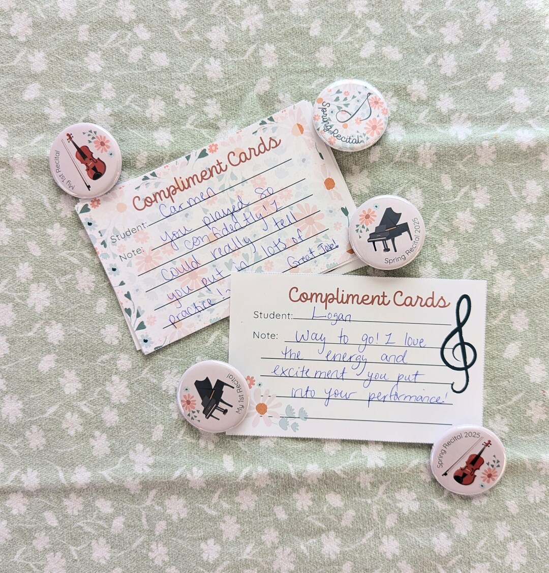 PIANO Recital Compliment Cards | Piano Recital Activity | Music Teacher ...