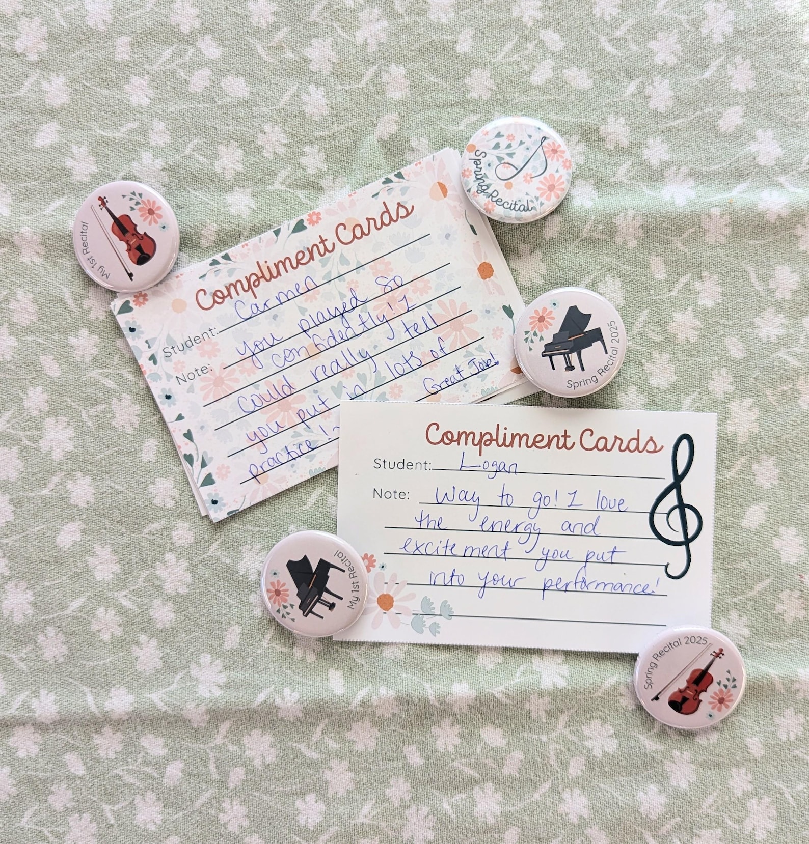 PIANO Recital Compliment Cards | Piano Recital Activity | Music Teacher ...
